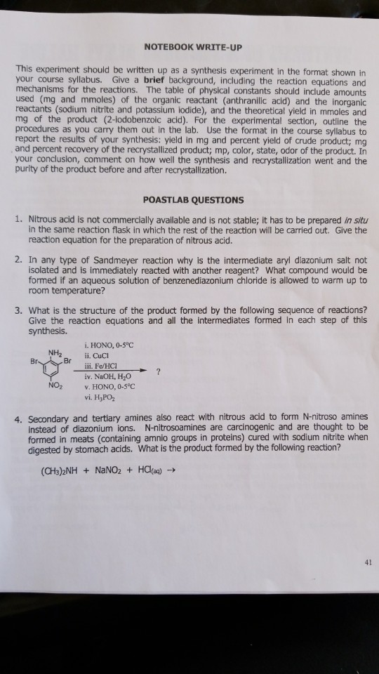 Solved NOTEBOOK WRITE-UP This experiment should be written | Chegg.com