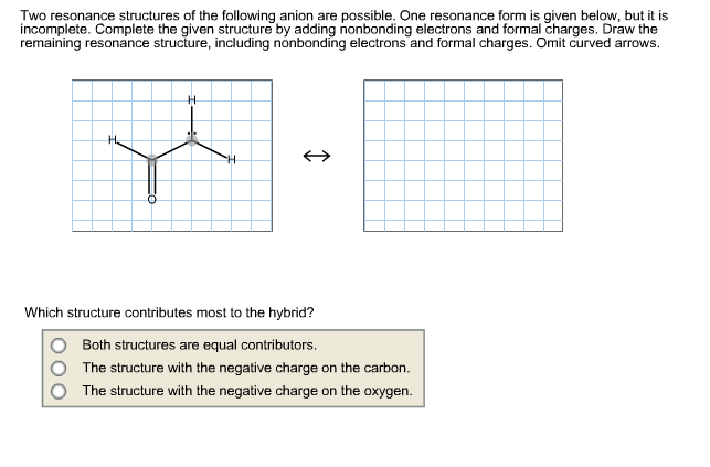 Solved Two resonance structures of the following anion are | Chegg.com