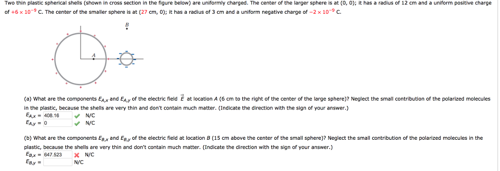Solved Two thin plastic spherical shells (shown in cross | Chegg.com
