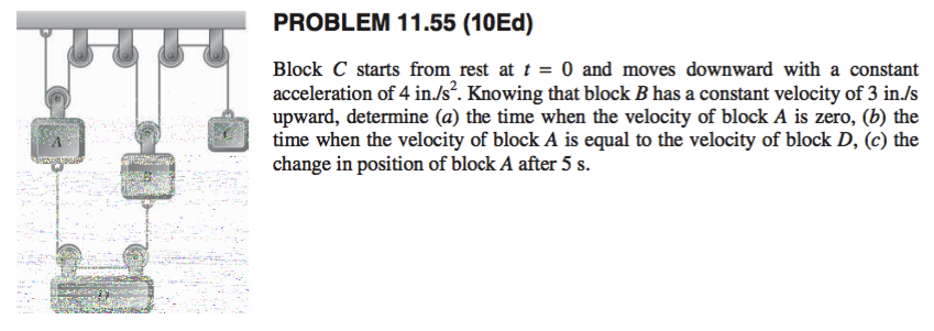 Solved Block C starts from rest at t = 0 and moves downward | Chegg.com