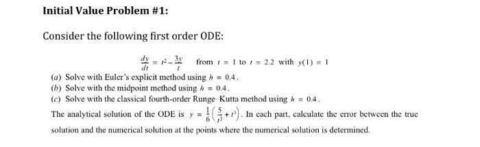 Solved Initial Value Problem #1: Consider the following | Chegg.com