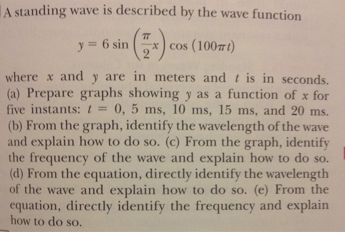 Solved A standing wave is described by the wave functiony= | Chegg.com