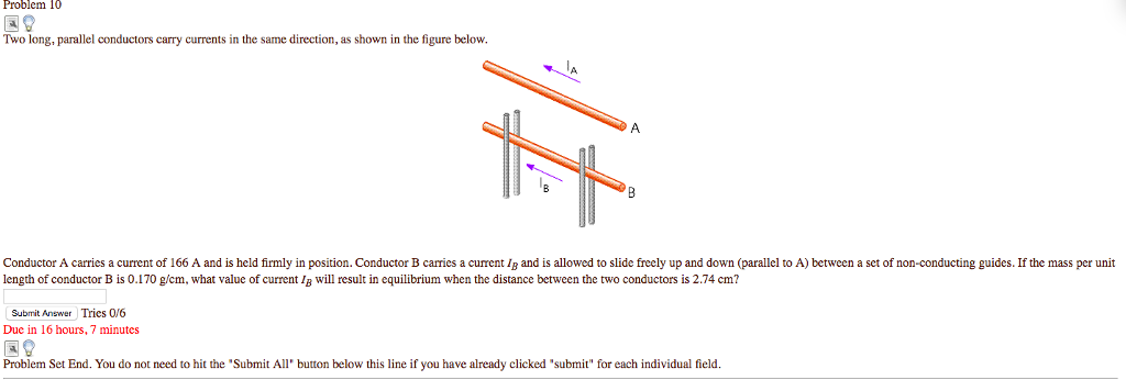 Solved Two long, parallel conductors carry currents in the | Chegg.com