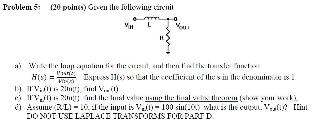 Solved Given the following circuit a) Write the loop | Chegg.com