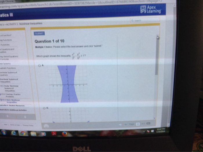 Solved Which Graph Shows The Inequality X 3 3 2 Y 2 8 2 Chegg