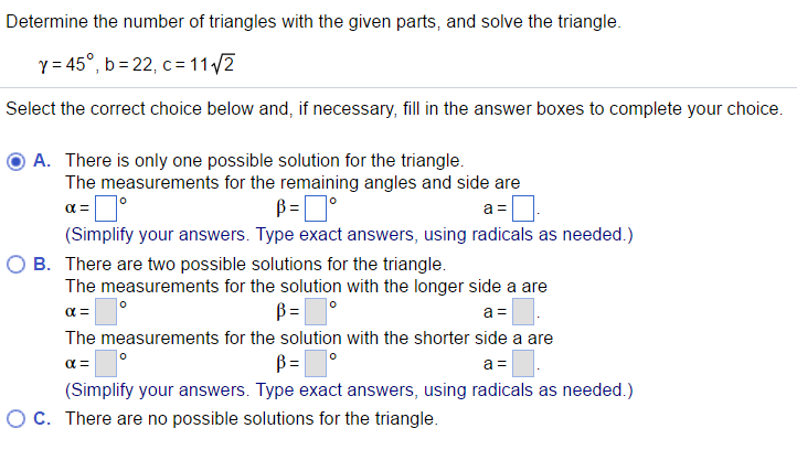 Solved Determine the number of triangles with the given | Chegg.com