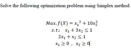 Solved Solve the following optimization problem using | Chegg.com