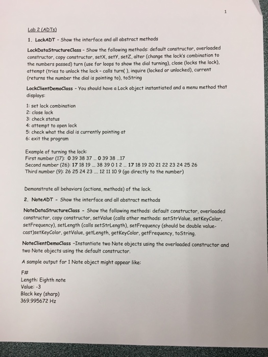 Solved Csc 236 Lab 2 2 Programs Adts 1 Specify Design 