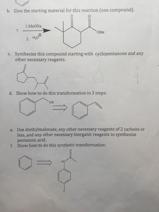 Solved Give the starting material for this reaction (one | Chegg.com