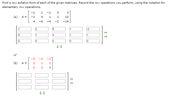 Solved Find a row echelon form of each of the given | Chegg.com