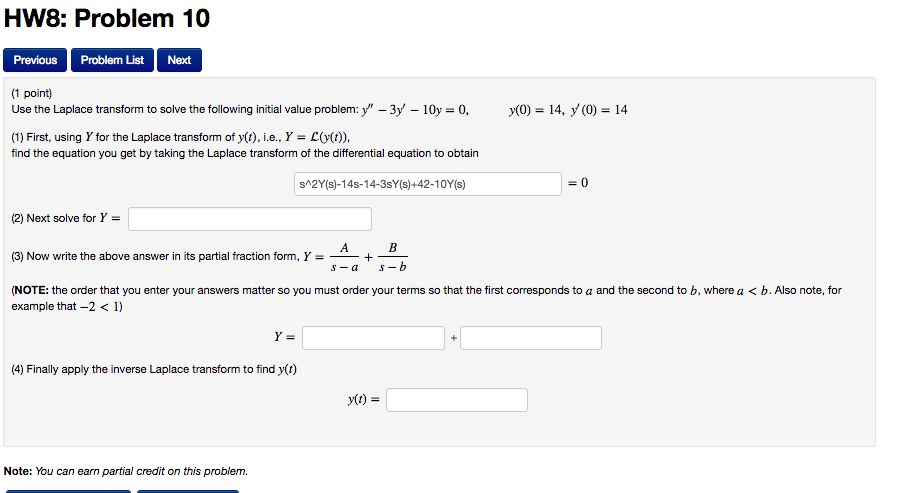 Solved HW8: Problem 10 Previous Problem List Next (1 point) | Chegg.com