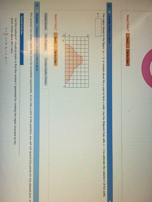 Solved The region shown in the figure (a = 3) is rotated | Chegg.com