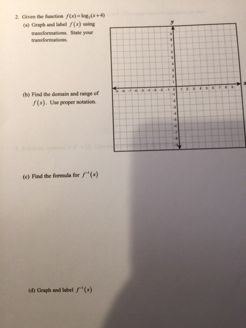 Solved Given the function f(x) = log_2(x + 4) (a) Graph and | Chegg.com