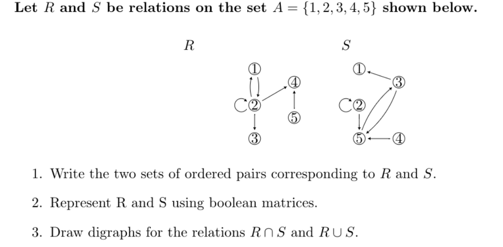 Solved Let R And S Be Relations On The Set A {1 2 3 4