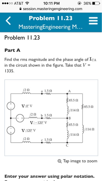 Solved Problem 11.23Find the RMS magnitude and the phase | Chegg.com