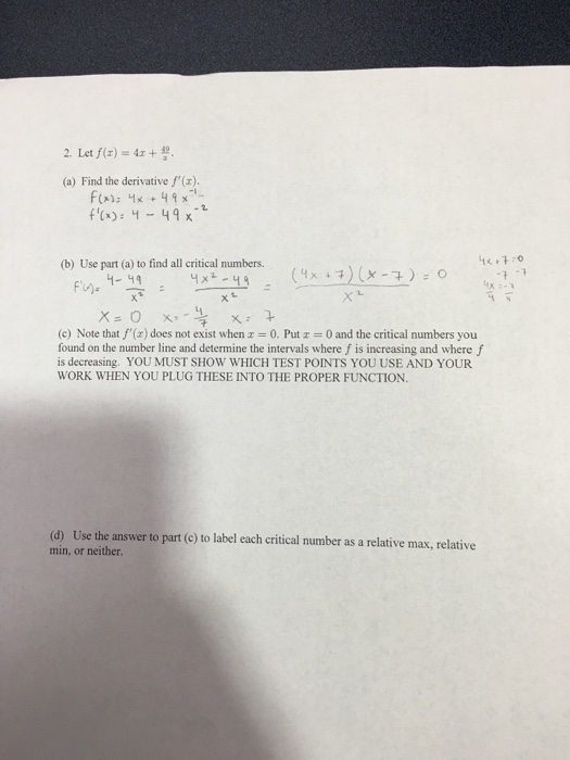 Solved Let F X 4x 19 X A Find The Derivative F X