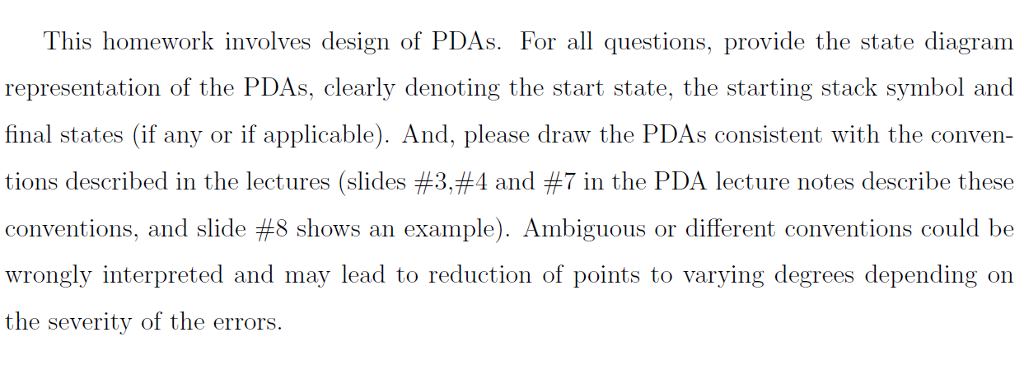 Solved This homework involves design of PDAs. For all | Chegg.com