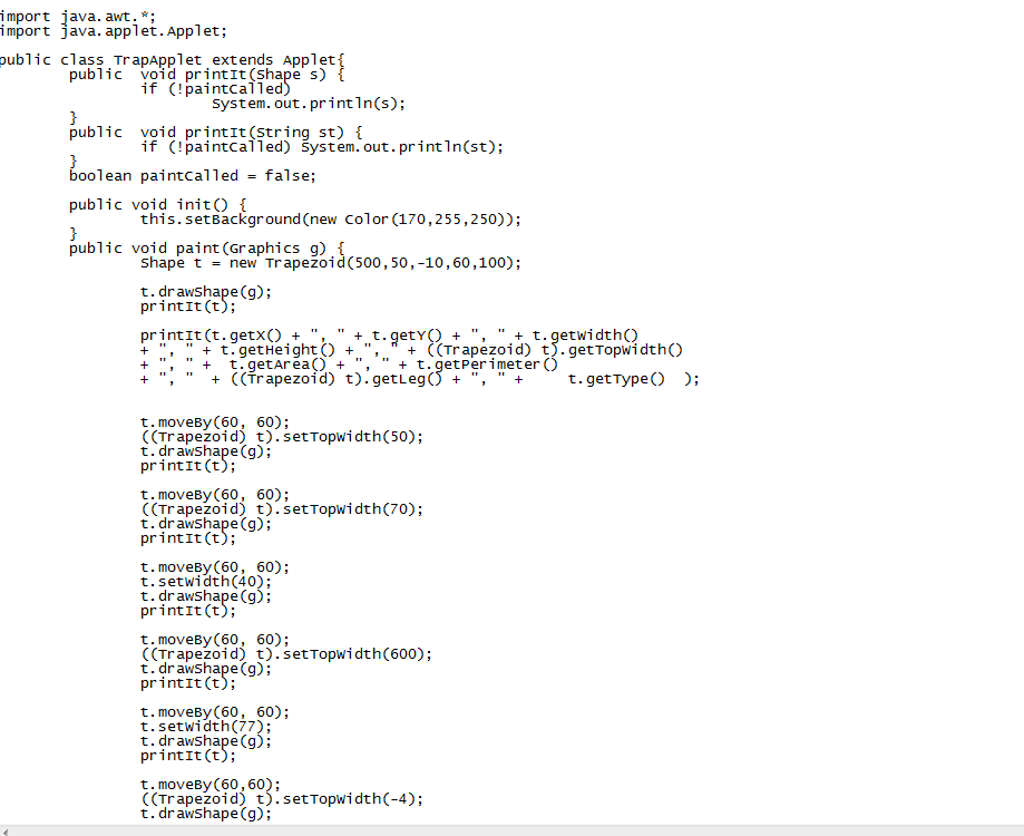 Implement the Trapezoid class and the draw() method | Chegg.com