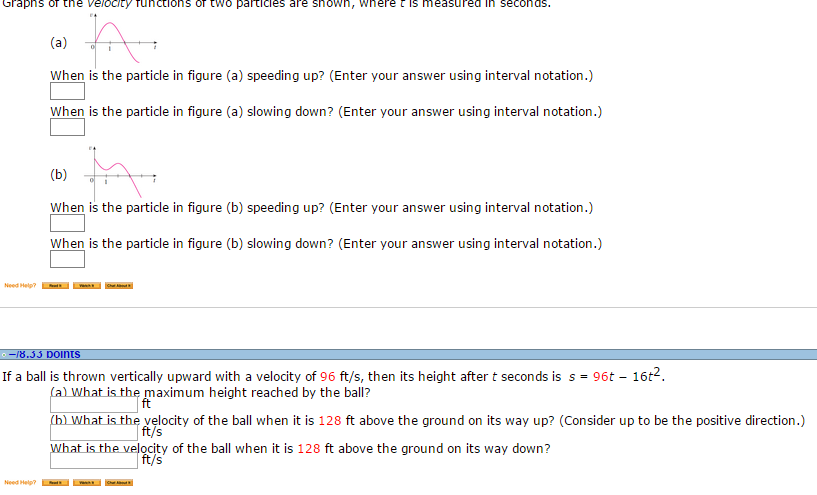 Solved Graphs Of The Velocity Functions Or Two Particles Are 6175