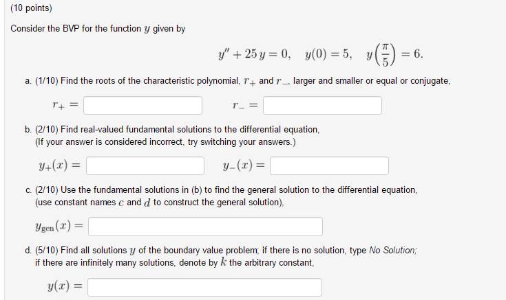 Solved Consider the BVP for the function y given by y" + | Chegg.com
