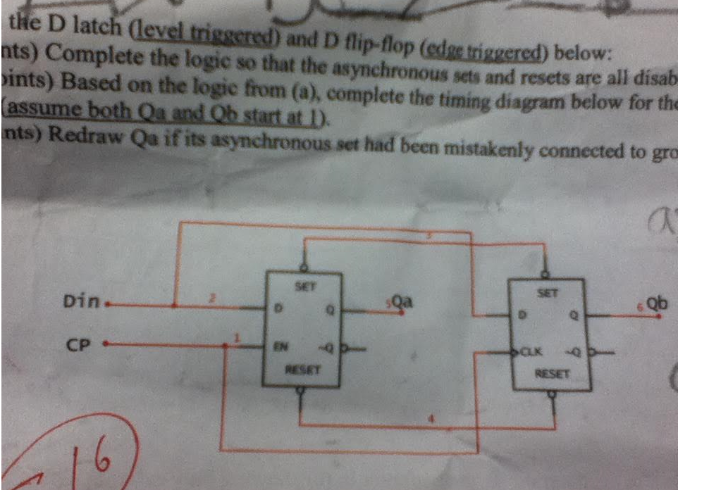 Solved Given the D latch (level triggered) and D flip flop | Chegg.com