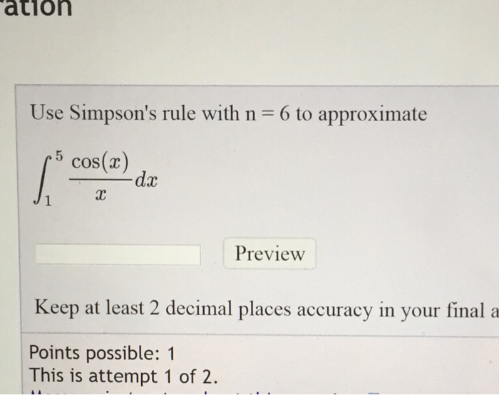 Solved Use Simpson's rule with n=6 to approximate | Chegg.com