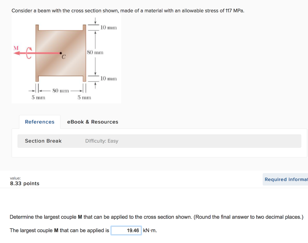 Solved Consider A Beam With The Cross Section Shown Made Of