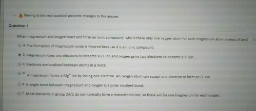 Solved when magnesium and oxygen react and form am ionic | Chegg.com