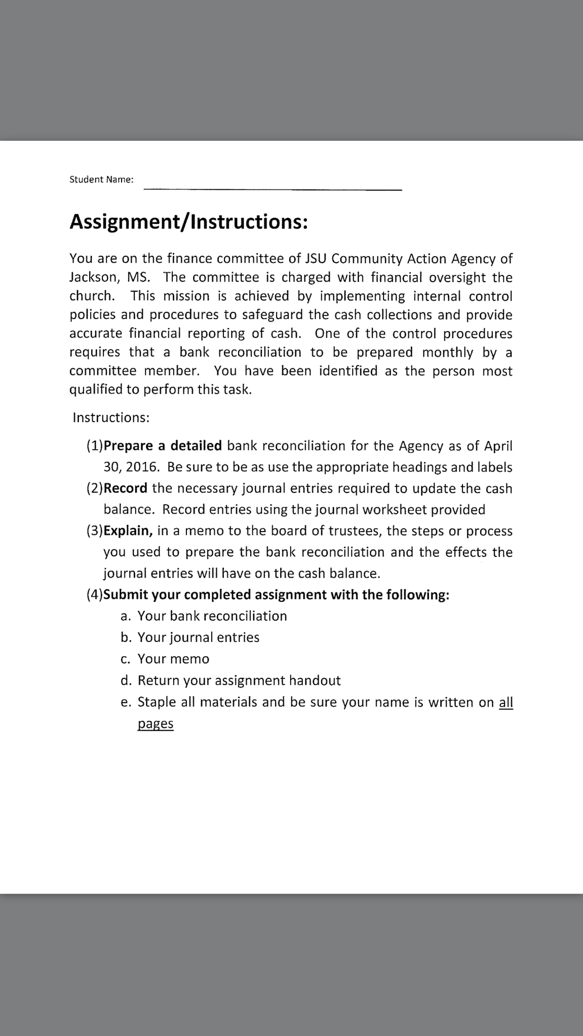 Solved Student Name: Assignment/Instructions: You are on the | Chegg.com