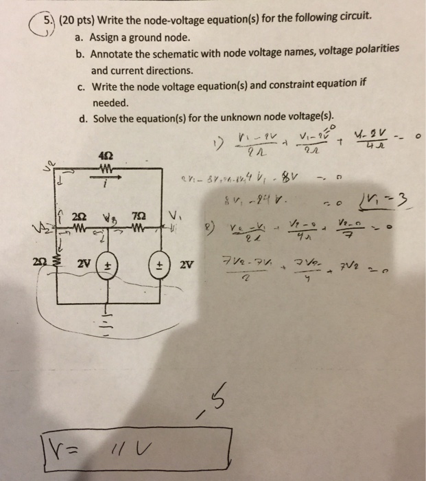 Solved Write the node-voltage equation(s) for the following | Chegg.com
