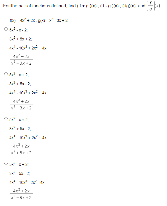 Solved For the pair of functions defined, find (f + g )(x), | Chegg.com