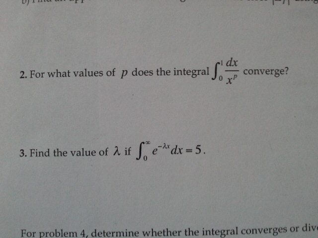 For what values of p does the integral integral 1 0 | Chegg.com