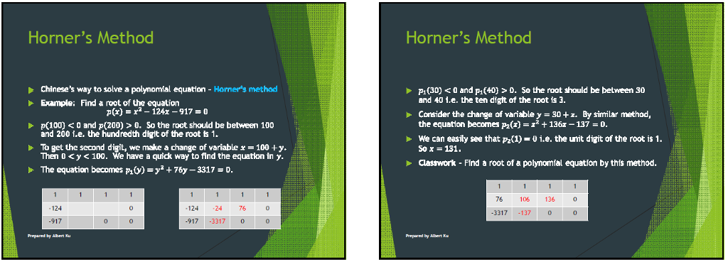 Solved Horner's Method Horner's Method Chinese's way to | Chegg.com