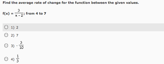 Solved Find the average rate of change for the function | Chegg.com
