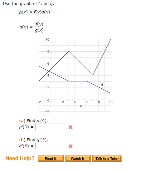 Solved Use the graph of f and g. p(x) = fx)g(x) q(x)-f(x | Chegg.com