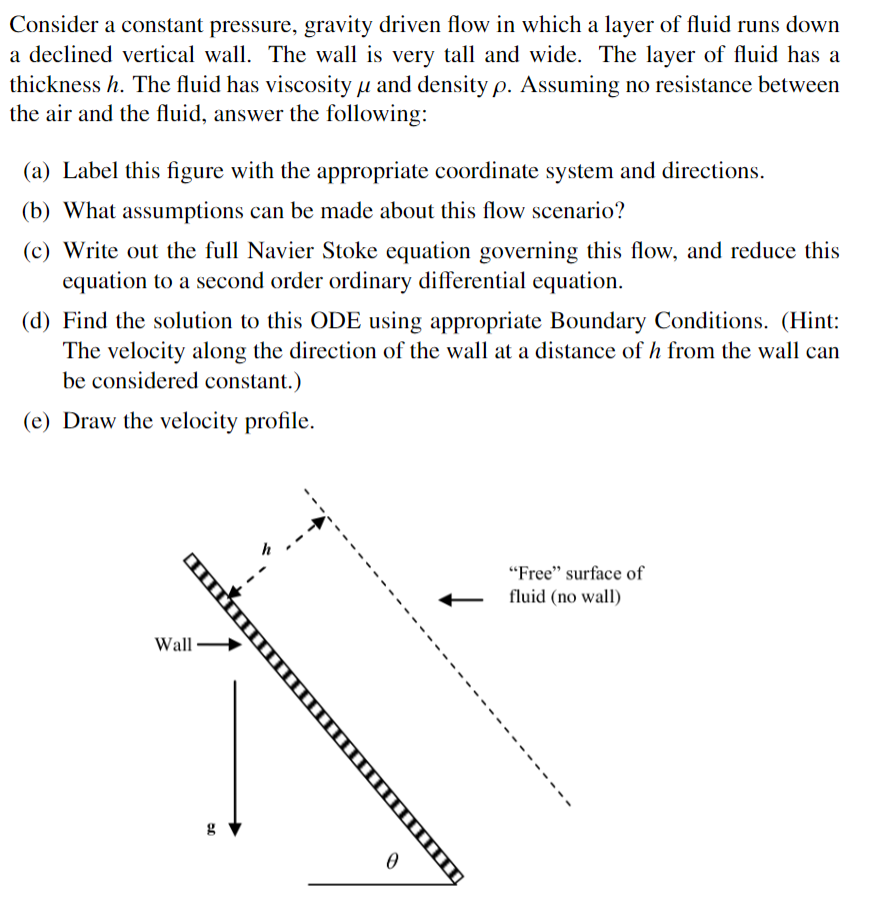 Solved Consider a constant pressure, gravity driven flow in | Chegg.com