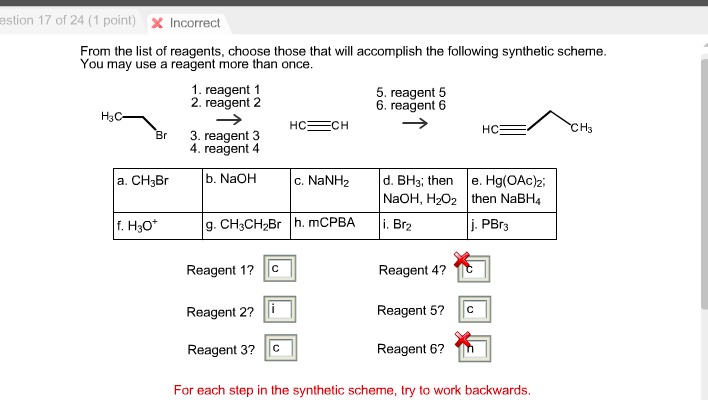 Solved From the list of reagents, choose those that will | Chegg.com