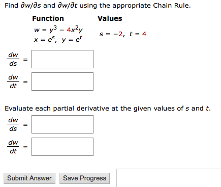 Solved Find ?w/?s and ?w/?t using the appropriate Chain | Chegg.com
