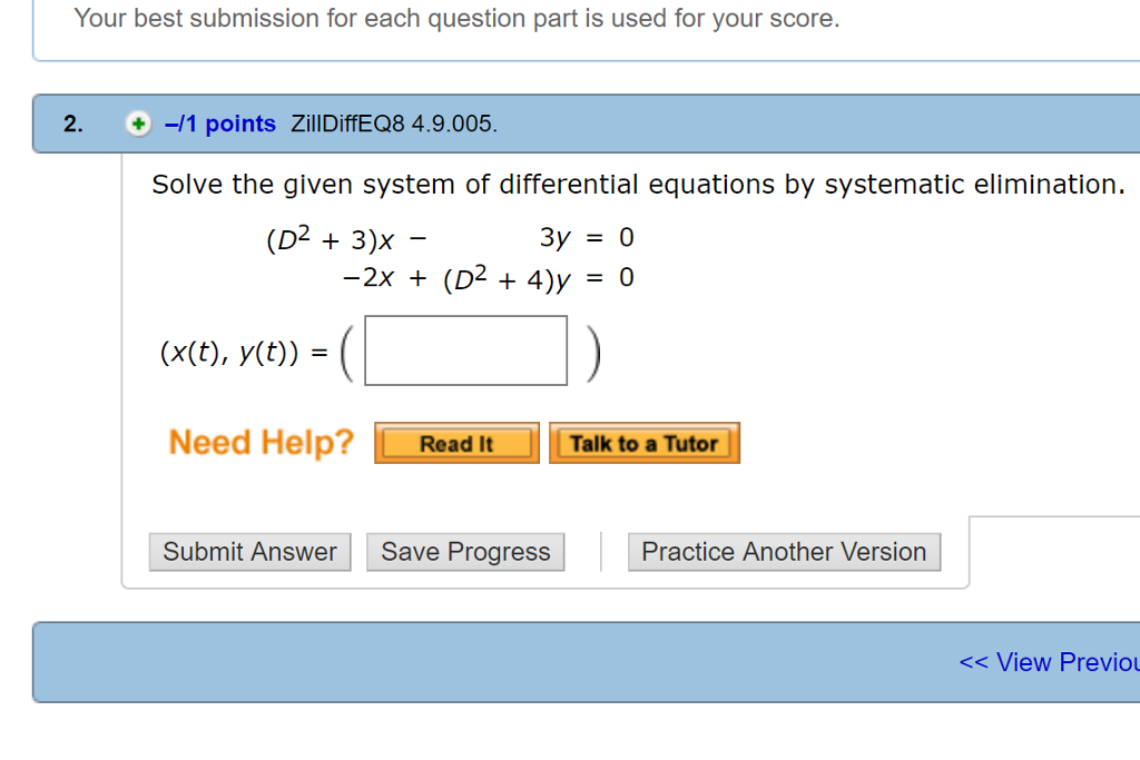 Solved Your best submission for each question part is used | Chegg.com