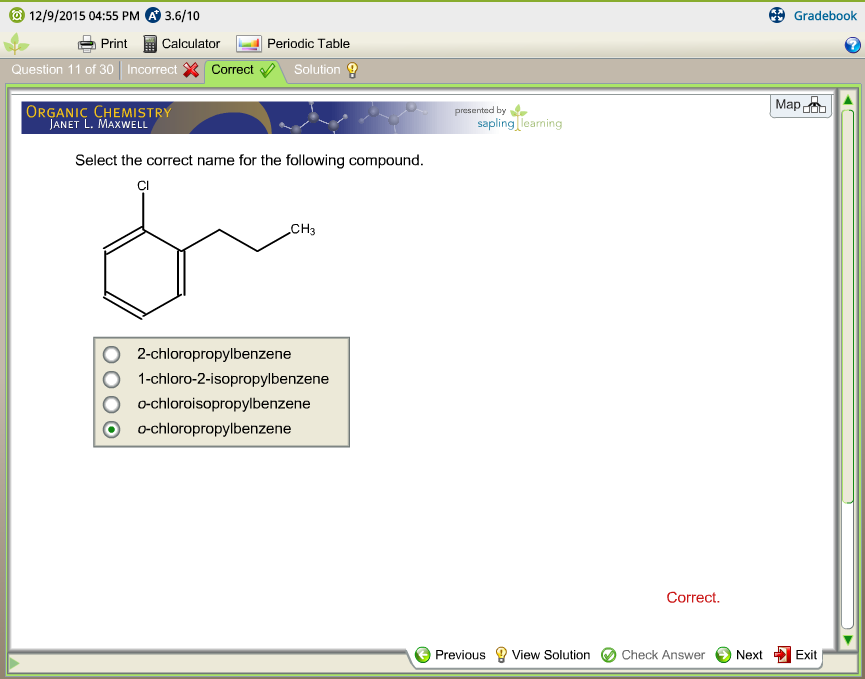 Solved ?Select the correct name for the following compound. | Chegg.com