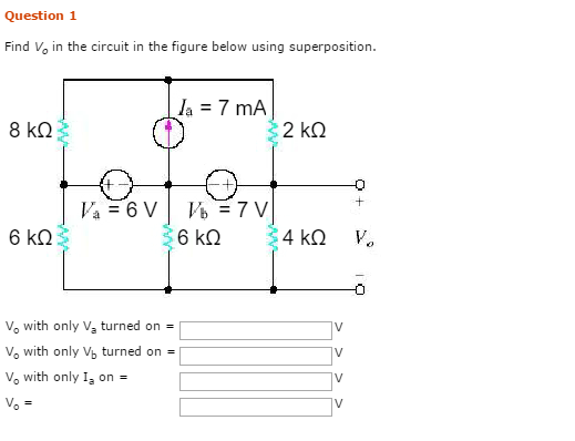 Solved Find V_o in the circuit in the figure below using | Chegg.com