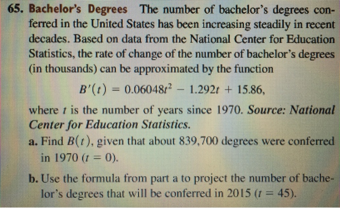 Solved Bachelor's Degrees The number of bachelor's degrees | Chegg.com