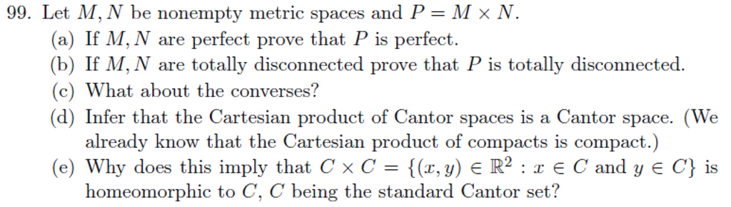Solved Let M, N be nonempty metric spaces and P = M times N. | Chegg.com