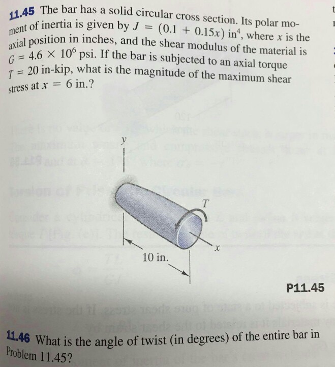 Solved e bar has a solid circular cross section. Its polar | Chegg.com