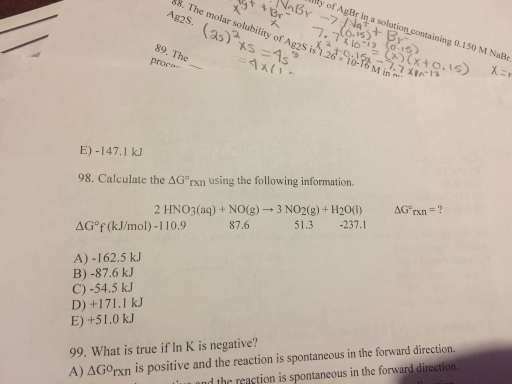 Solved Calculate the delta G degree _rxn using the following | Chegg.com
