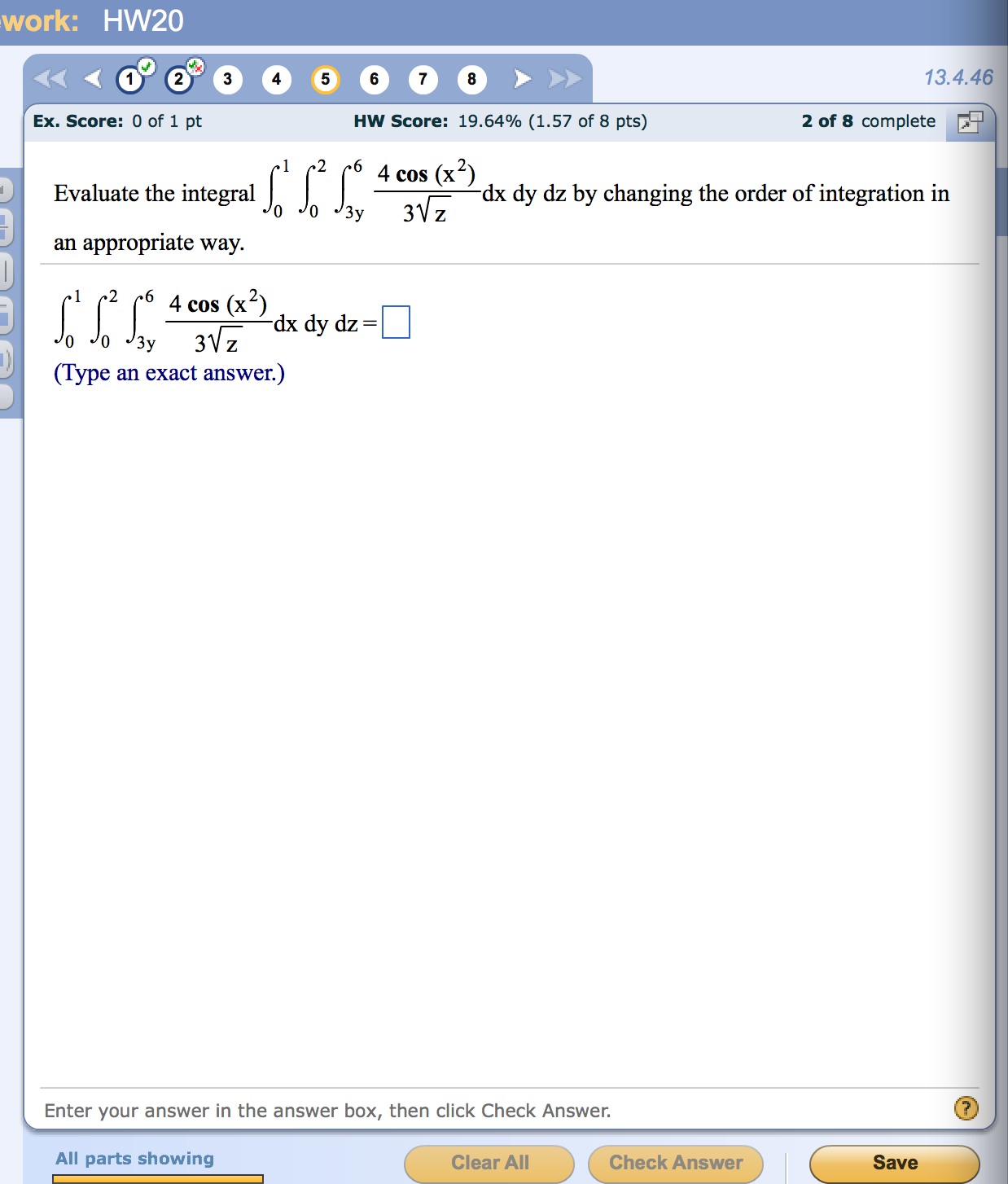 Solved Evaluate the integral by changing the order of | Chegg.com