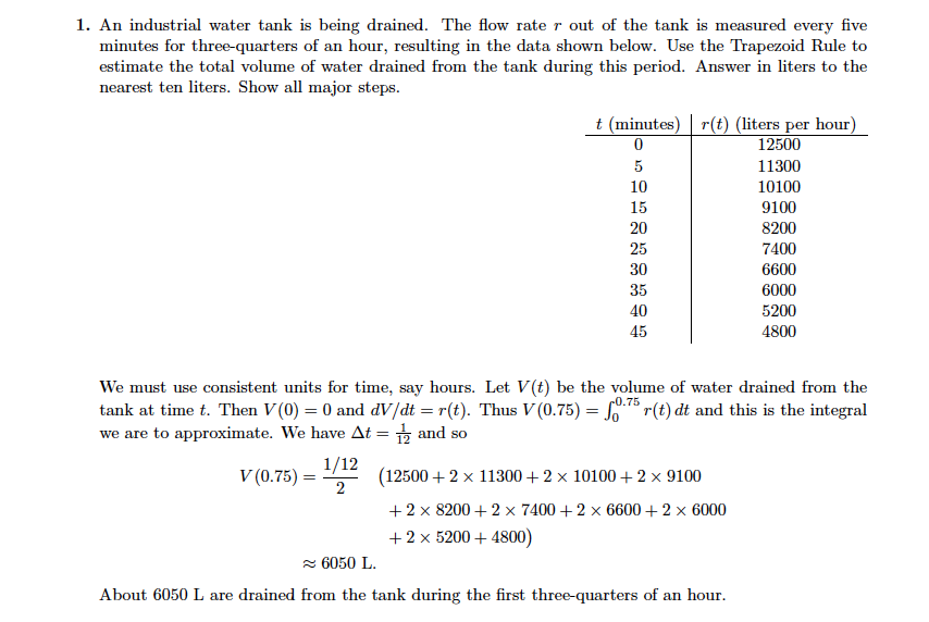 Solved 1. An industrial water tank is being drained. The | Chegg.com