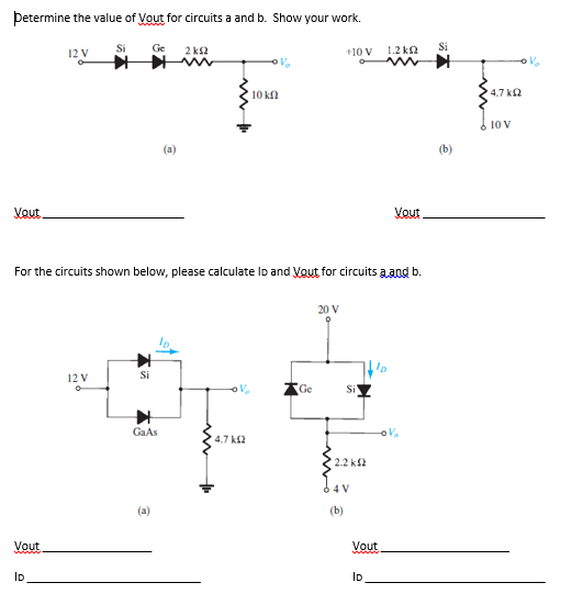Solved Determine the value of V out for circuits a and b. | Chegg.com