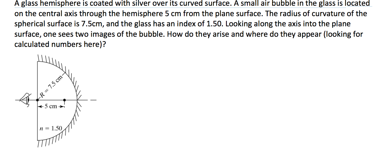 A glass hemisphere is coated with silver over its | Chegg.com