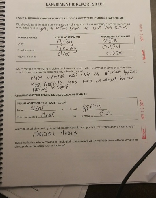 Solved EXPERIMENT 8: REPORT SHEET USING ALUMINUM HYDROXIDE | Chegg.com